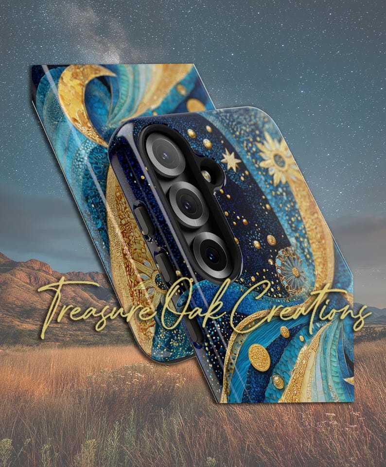 Starry Night Moon & Stars Celestial Stain Glass Phone Case, Milky Way ...