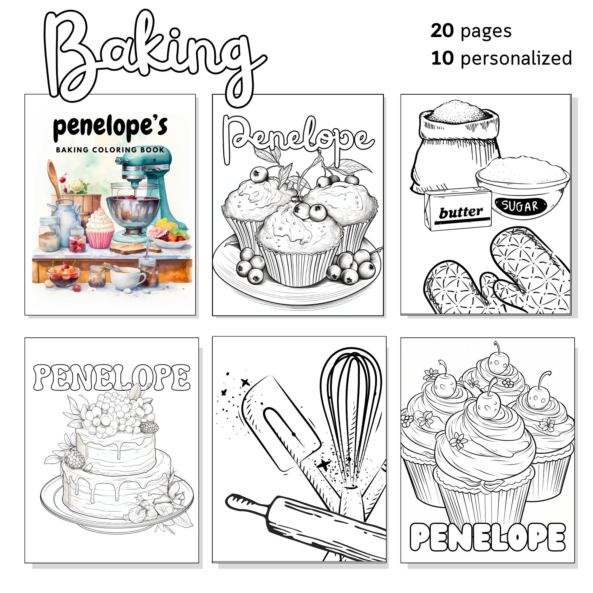 Personalized Gift Baking Coloring Book Custom Kids Gift for Birthdays ...