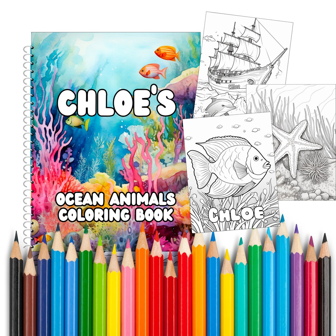 Personalized Gift Ocean Animals Coloring Book - Custom Kids Gift for ...