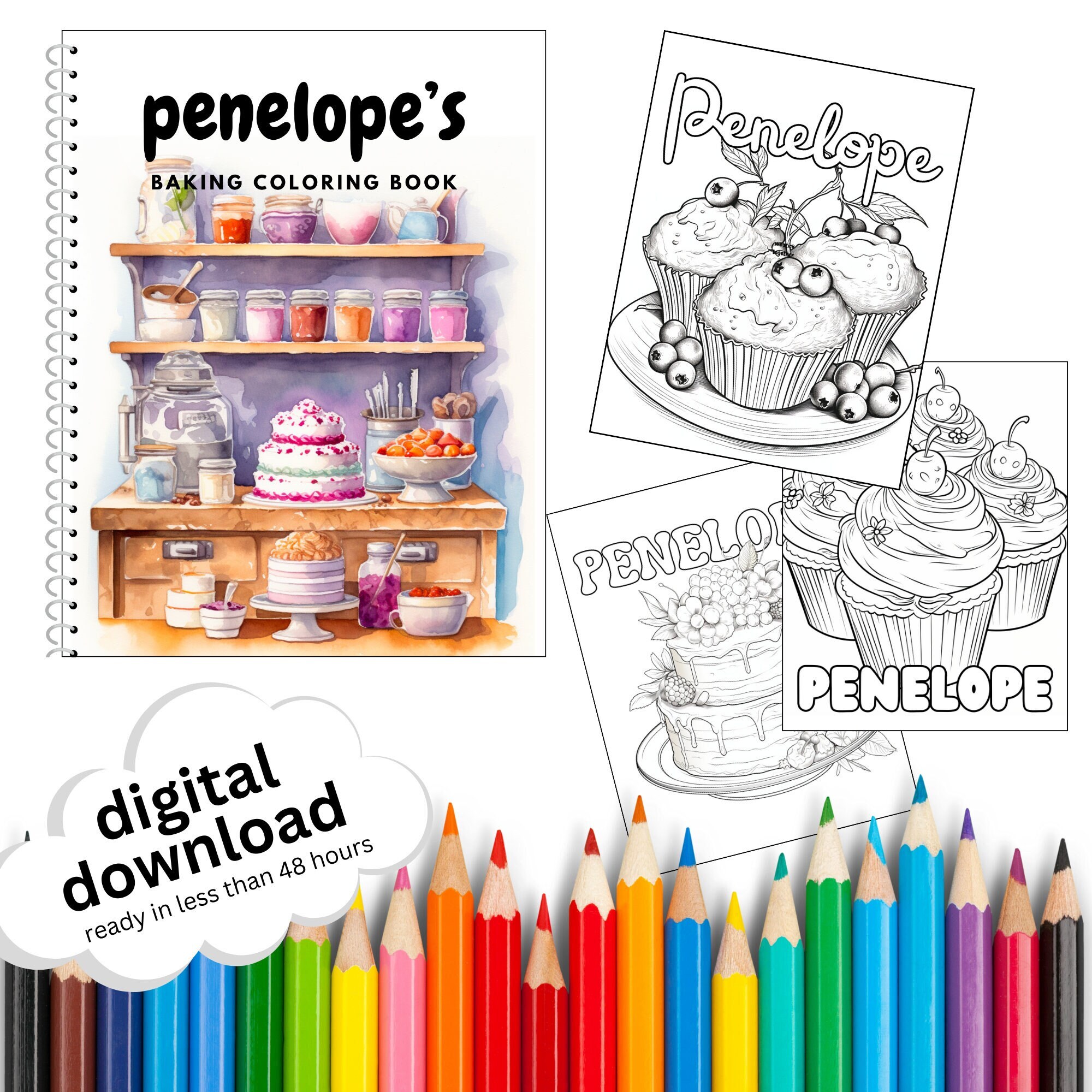 Personalized Gift Baking Coloring Book Custom Kids Gift for Birthdays ...