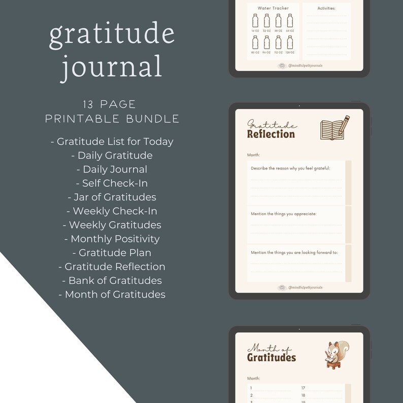 Printable Gratitude Journal, Mindful Reflection, Daily Positivity ...