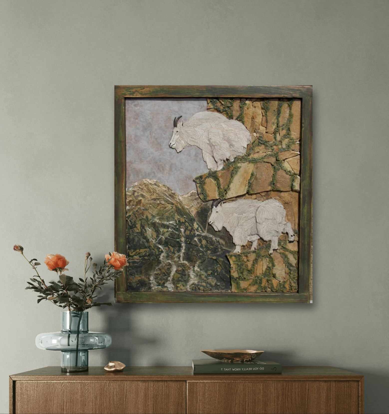Mountain Goat Mosaic,tile Mosaic Artwork, Cut Style Mosaic, Mountain ...