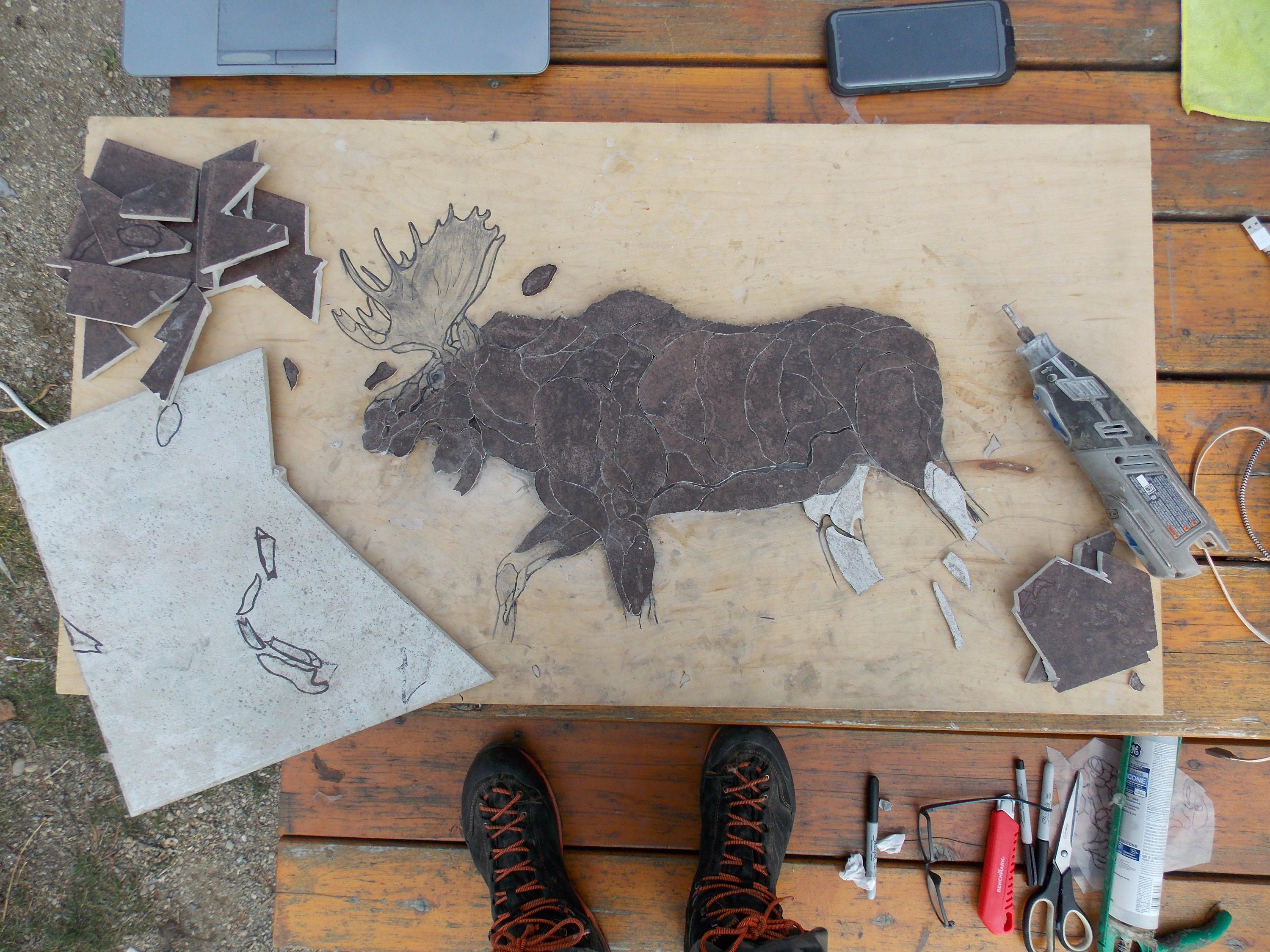 Bull Moose Mosaic,tile Mosaic Artwork, Cut Style Mosaic Moose Wall ...