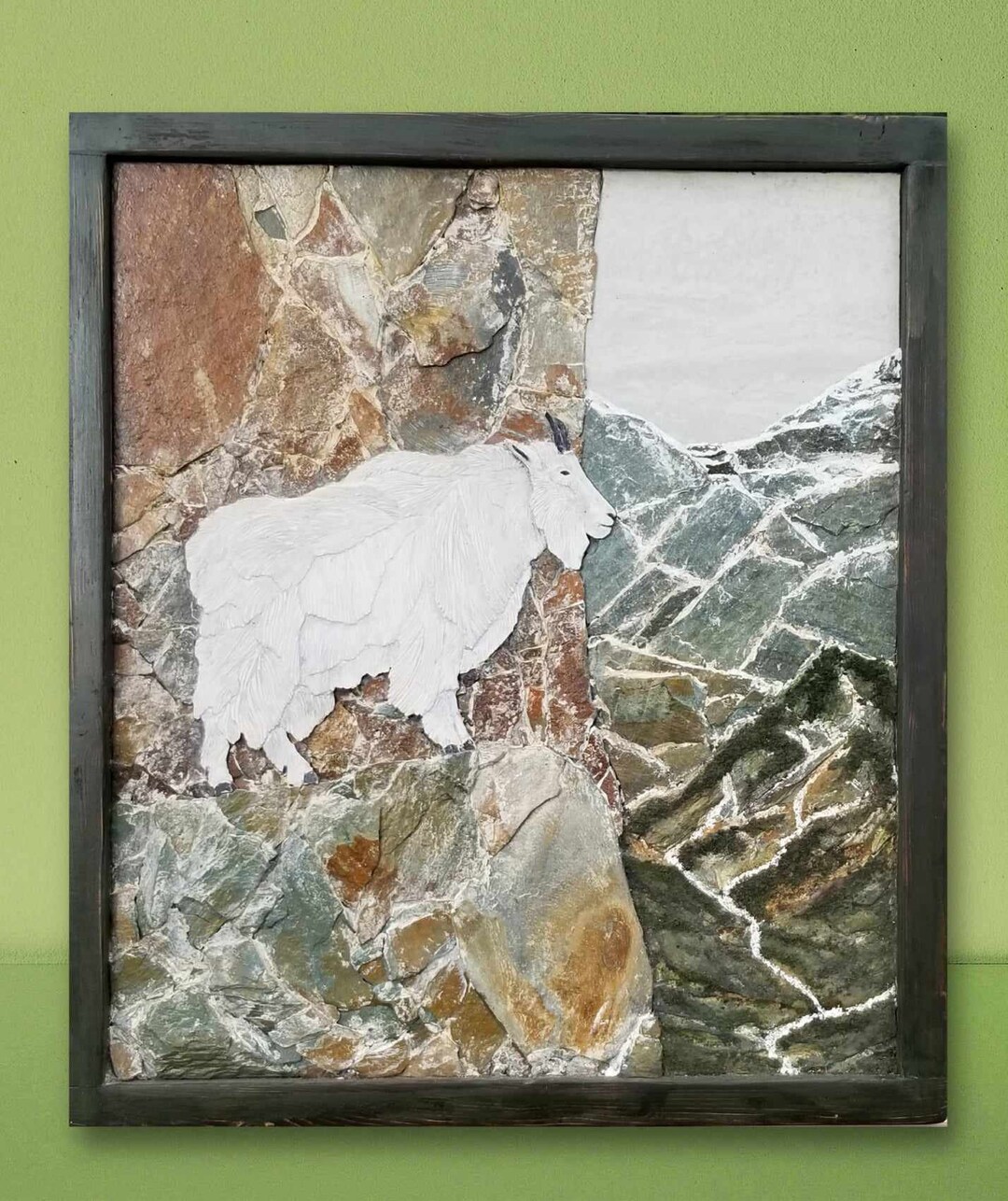 Mountain Goat Mosaic,mosaic Artwork, Cut Style Mosaic, Mountain Goat ...