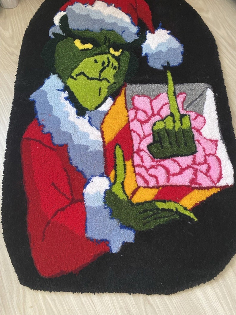 The Grinch Tufted Rug , Handmade Tufting Rug for Chrismas Home Gift - Etsy
