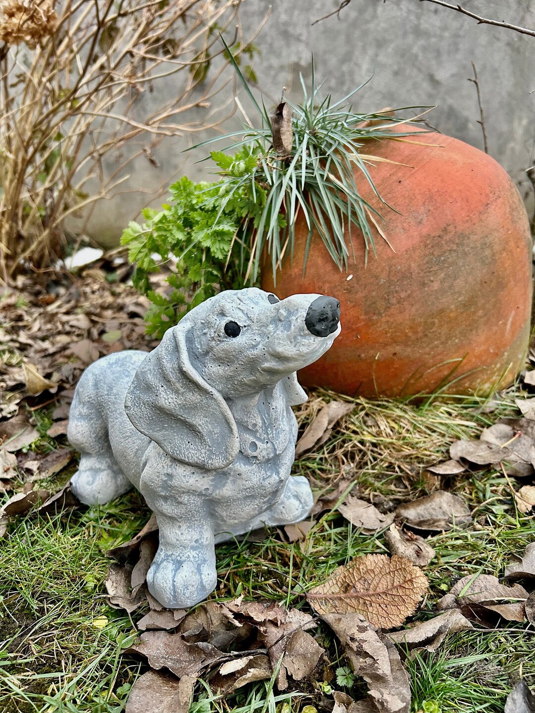 Dachshund Concrete Statue, Dachshund Garden Figurine, Garden Decor ...