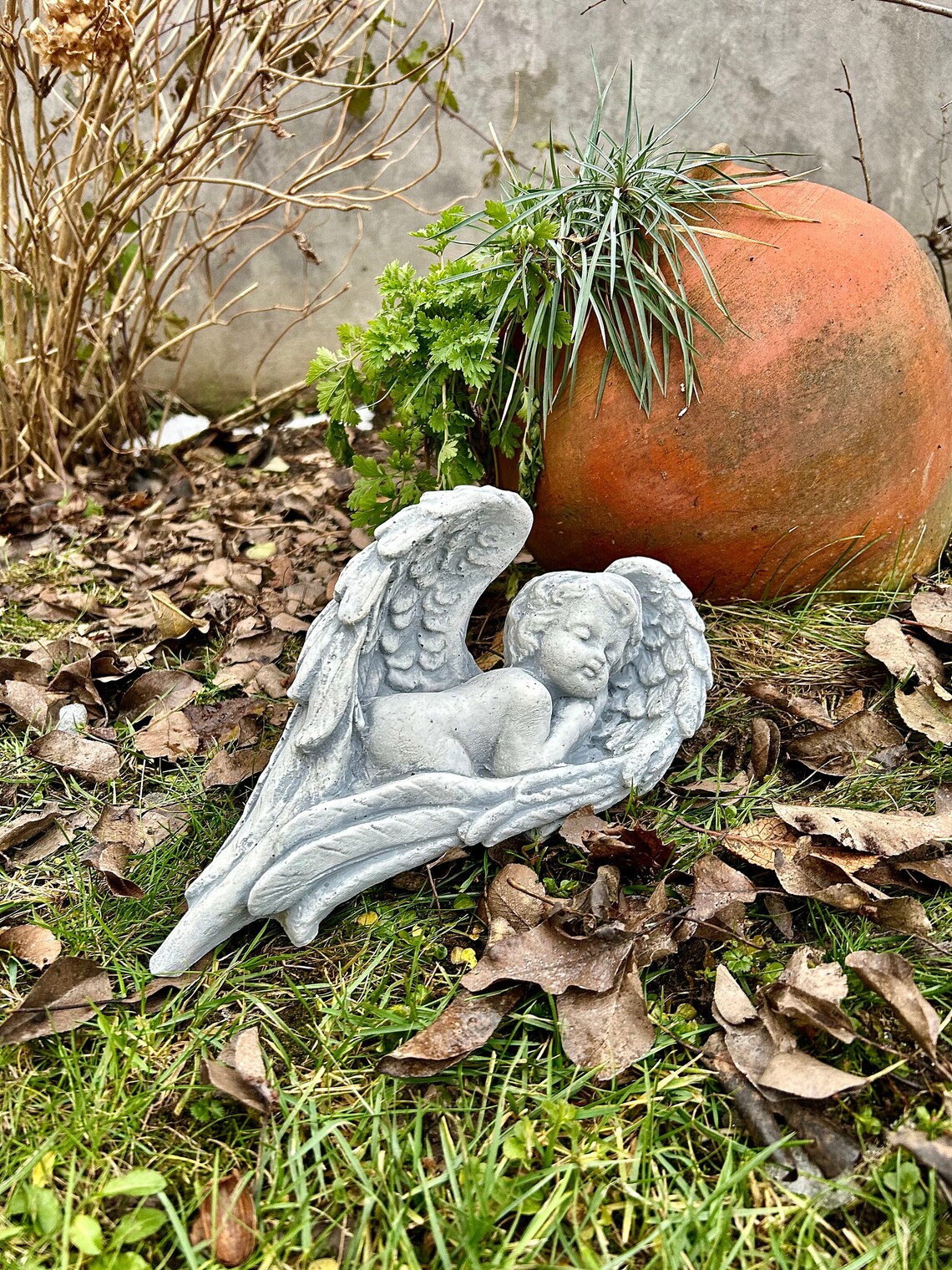 Sleeping Angel Statue, Baby Angel Figurine, Concrete Religious ...