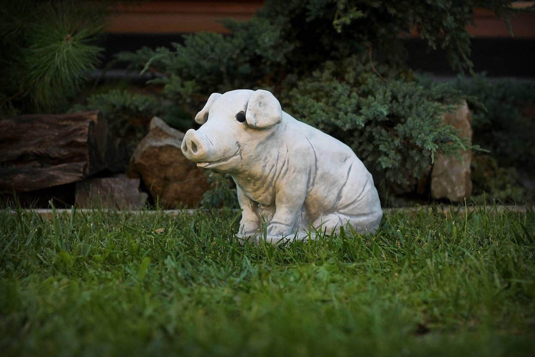 Concrete Pig Pig Statue Pig Ornament Concrete Art Funny - Etsy