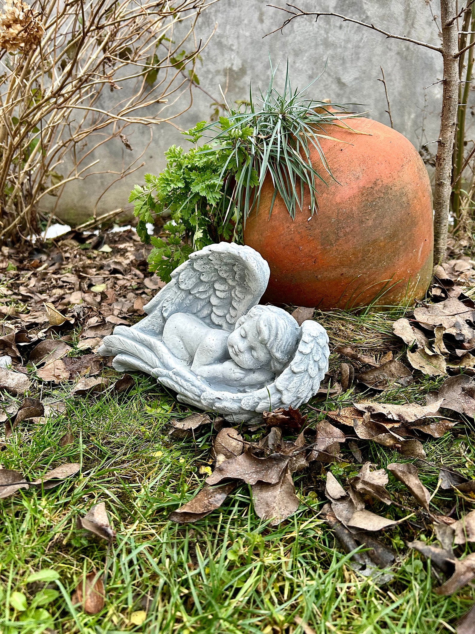 Sleeping Angel Statue, Baby Angel Figurine, Concrete Religious ...