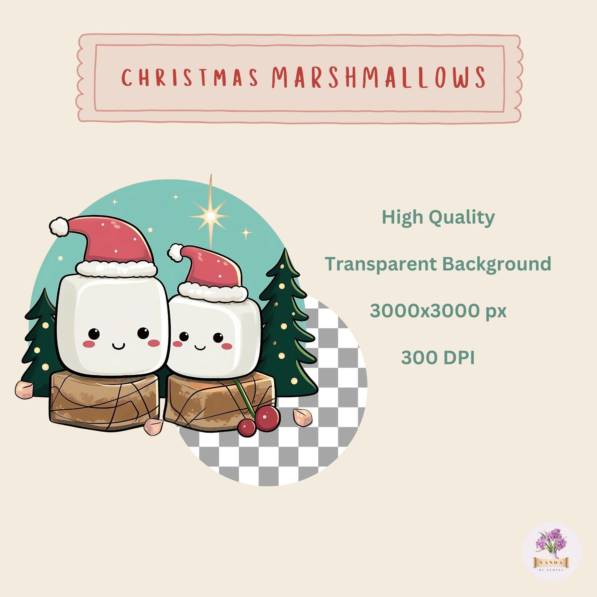 Watercolor Christmas Marshmallows Clipart, Cute Couple Dessert PNG ...