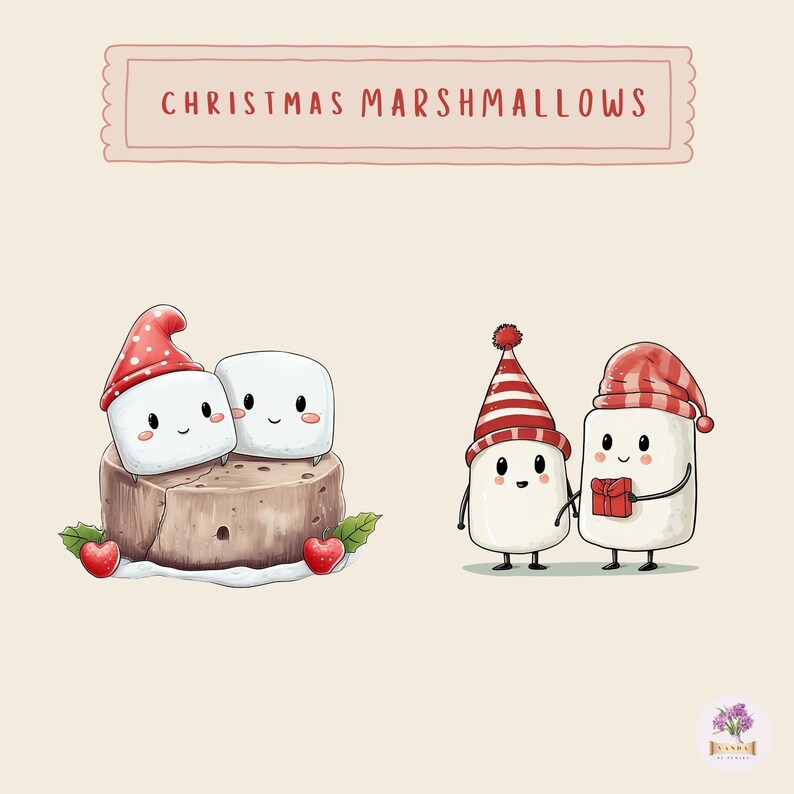 Watercolor Christmas Marshmallows Clipart, Cute Couple Dessert PNG ...