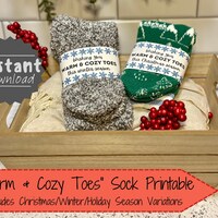 Christmas Socks Gift Tag Printable, Mistletoes Design (digital Download ...