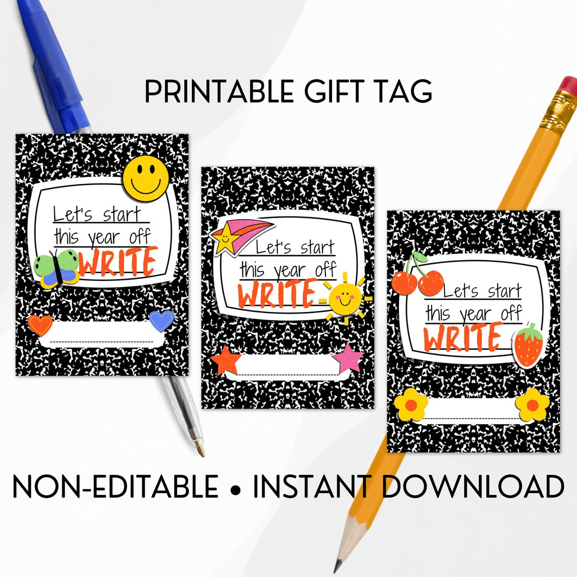 Lets Start the Year off WRITE Pen/pencil Back to School Gift Tag Non ...
