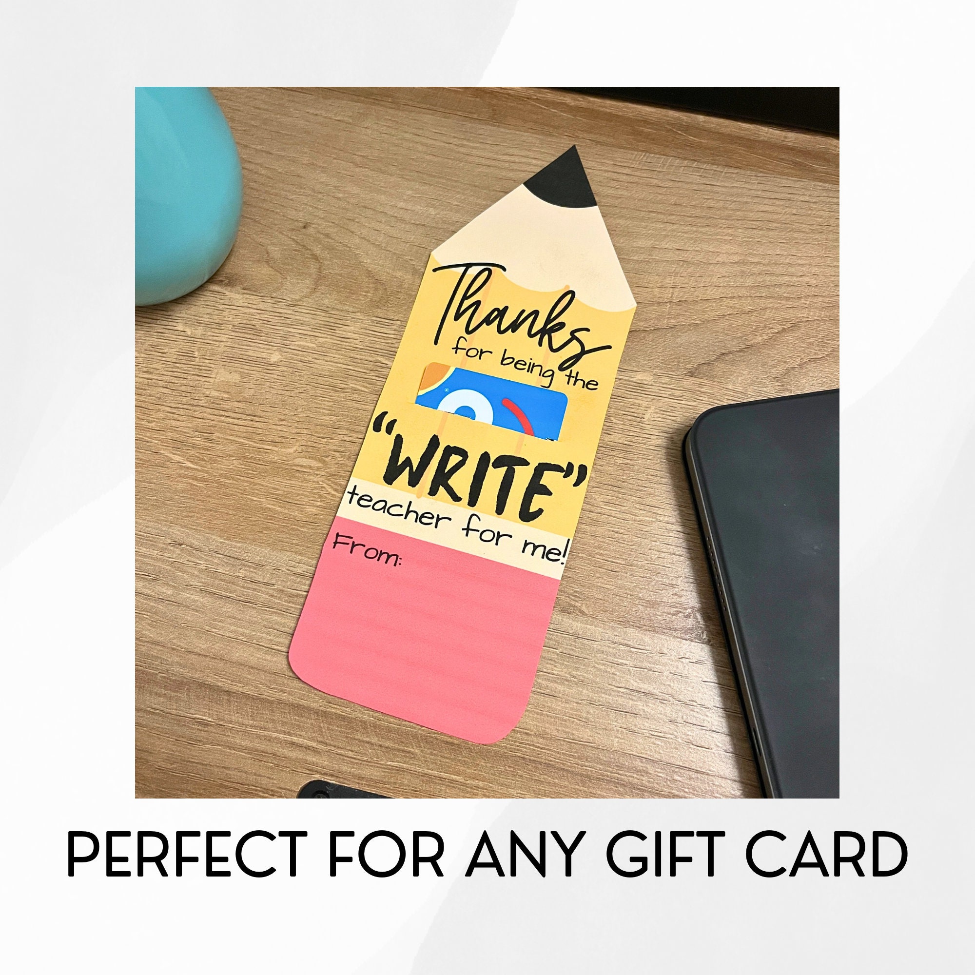 Thanks for Being the WRITE Teacher, Gift Card Tag, Teacherappreciation ...