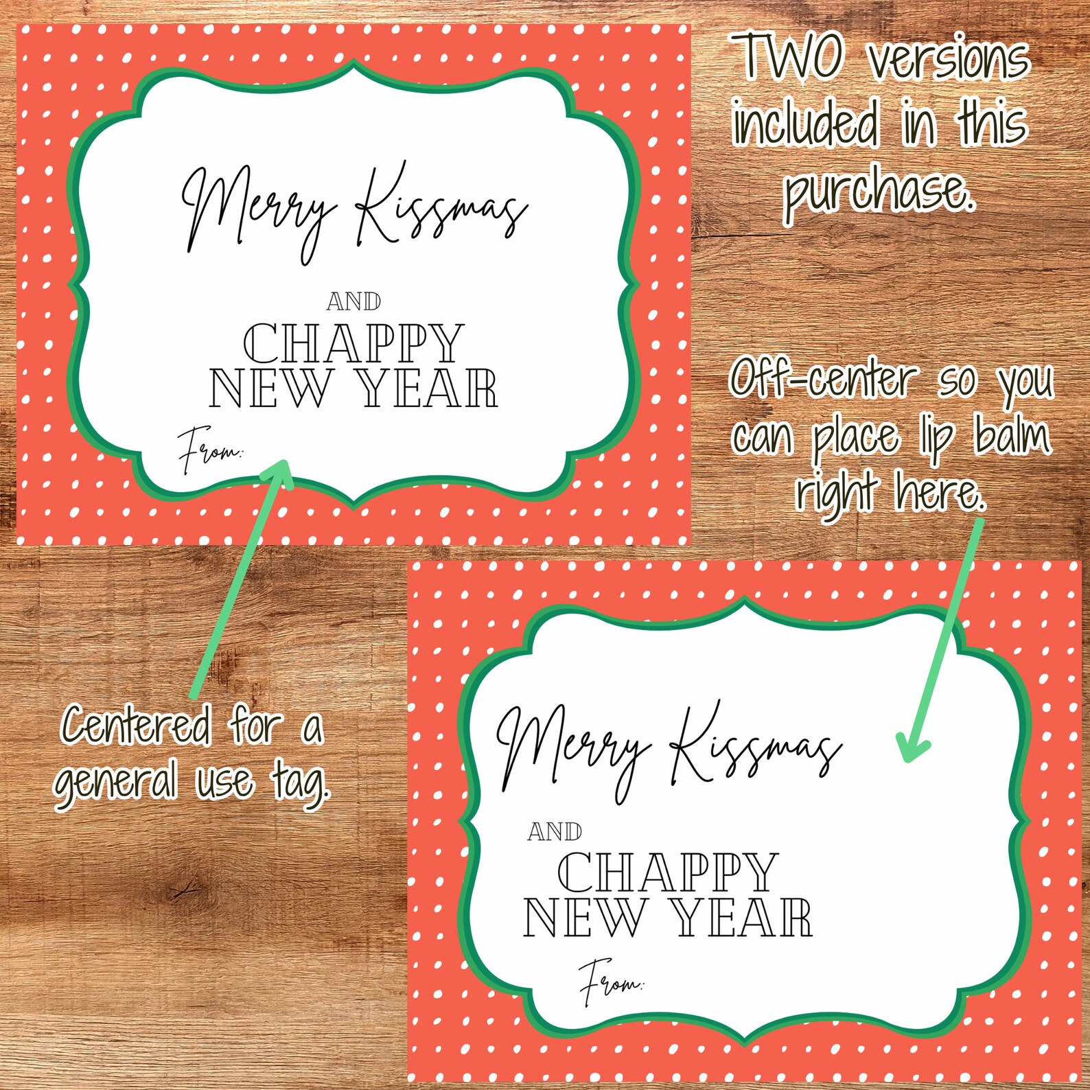 Non-editable Christmas Chapstick Tag, Merry Kissmas and a Chappy New ...