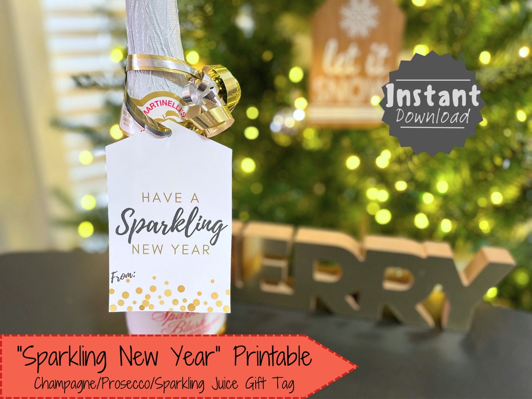 Non-editable Sparkling New Year Printable Tags, Champagne, Prosecco ...