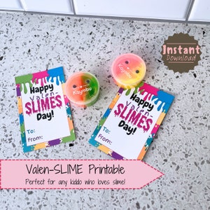 Slime Non-editable Printable Valentines; Non-edible Valentine; Happy ...