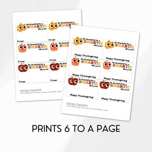 Thanksgiving Smarties School Gift Tag - Thankful for a Smartie Like You ...