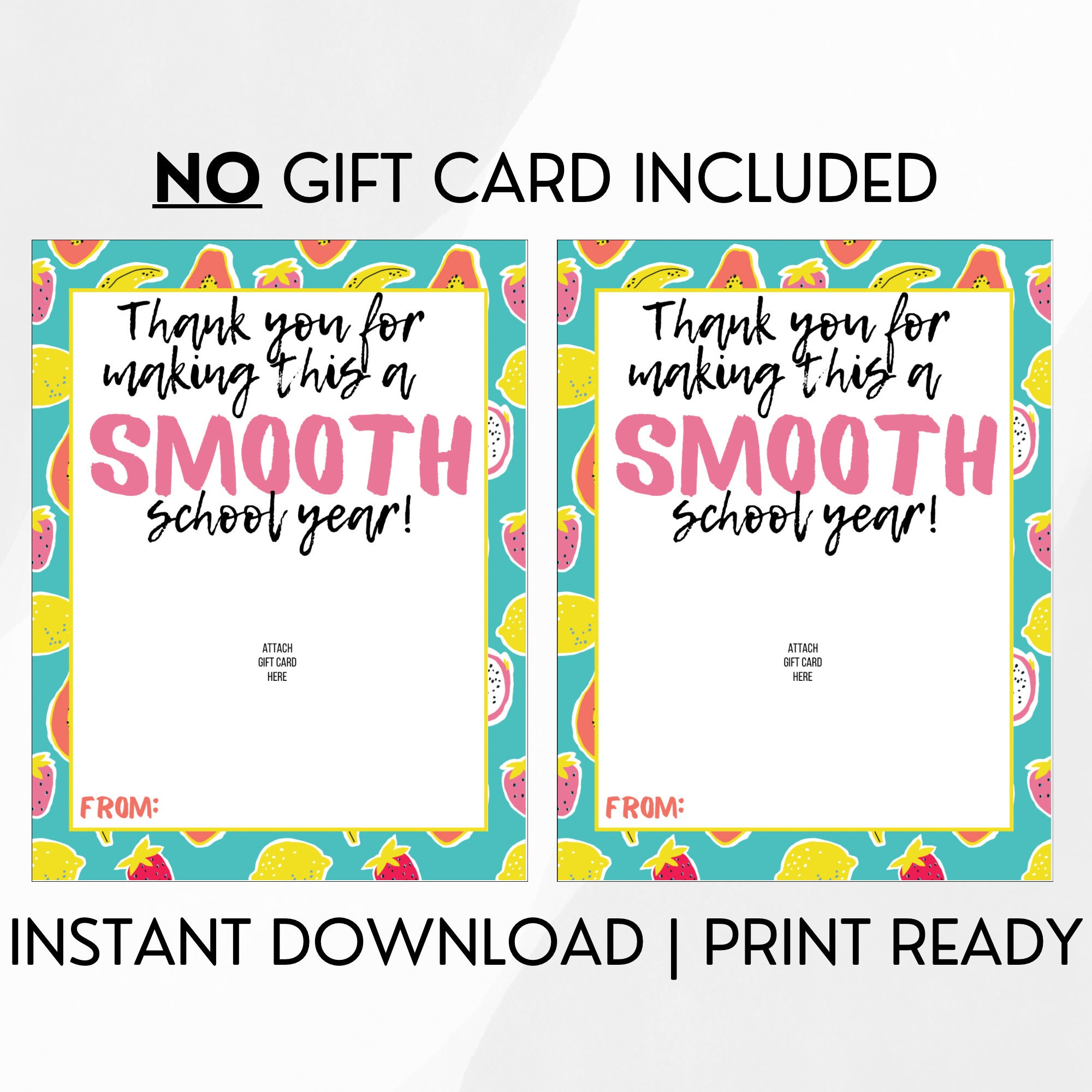 Smoothie School Year, Smoothie Gift Card Tag, Teachers Appreciation ...