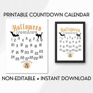 Printable Creepy Halloween Countdown Calendar - Non-editable - Instant ...
