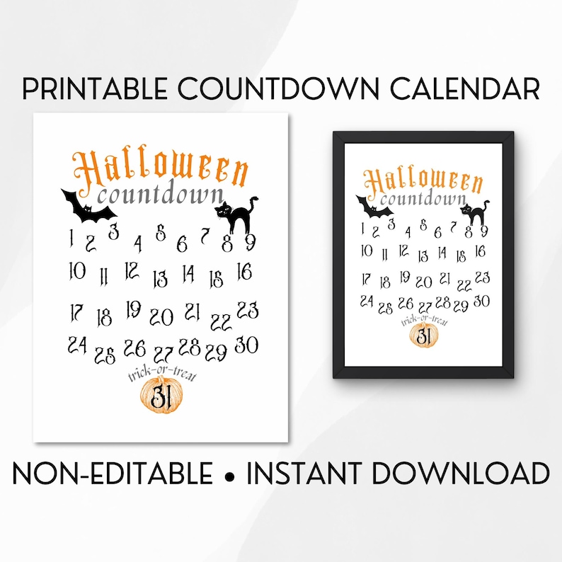 Printable Creepy Halloween Countdown Calendar - Non-editable - Instant ...