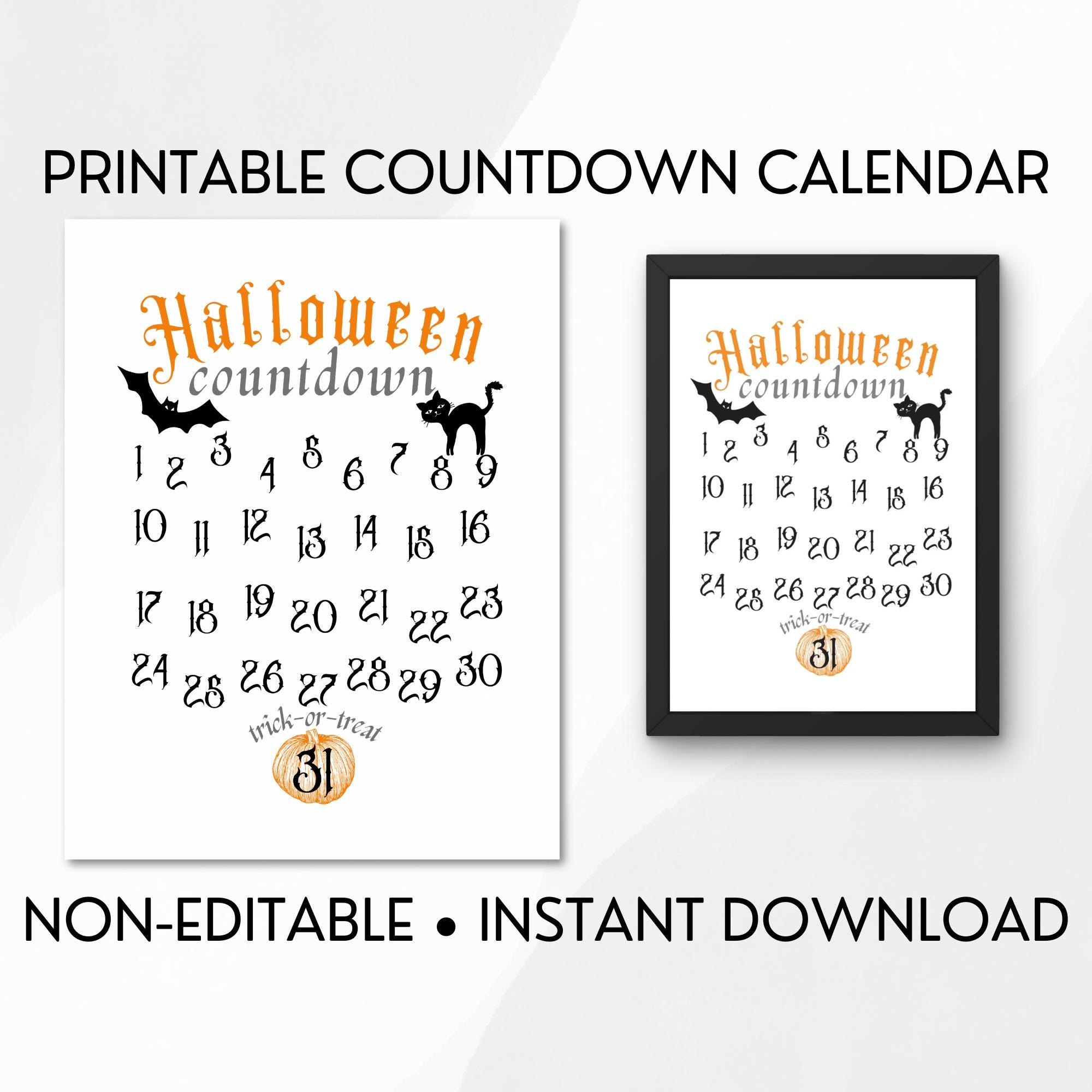 Printable Creepy Halloween Countdown Calendar - Non-editable - Instant ...