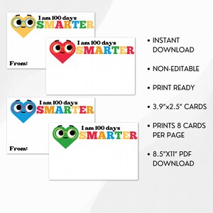 100 Days Smarter Rectangle School Gift Tag - Class Treat - Printable ...