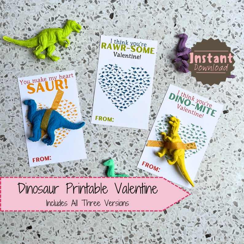 Dinosaur Non-editable Printable Valentines; Non-edible Valentine; You ...