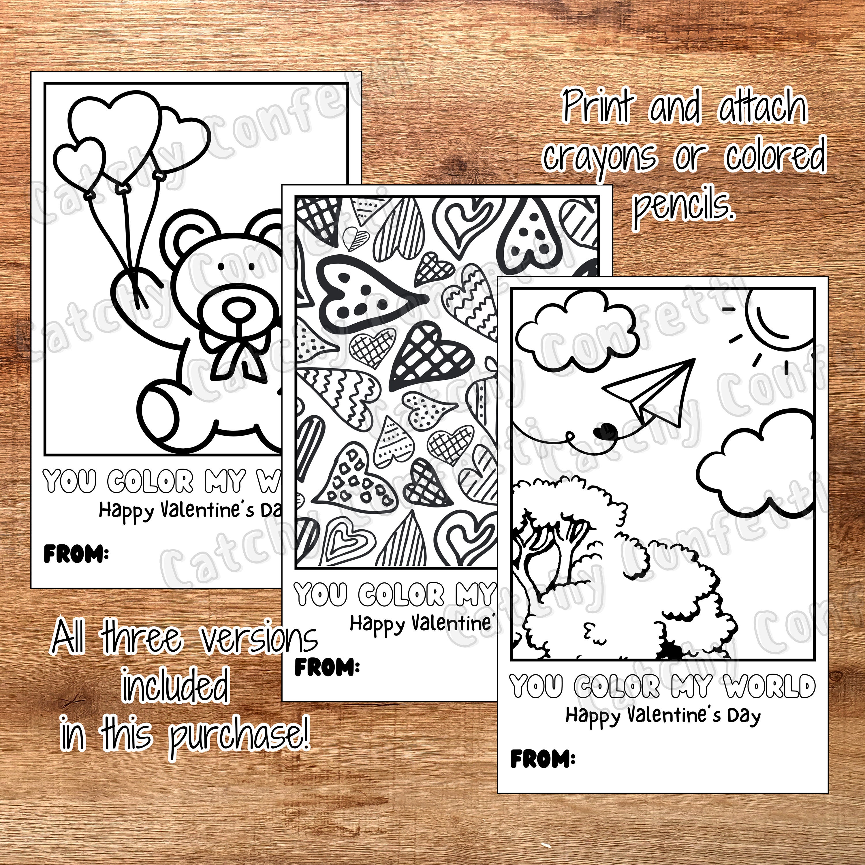 Coloring Sheet Non-editable Printable Valentines; Valentine for Crayons ...