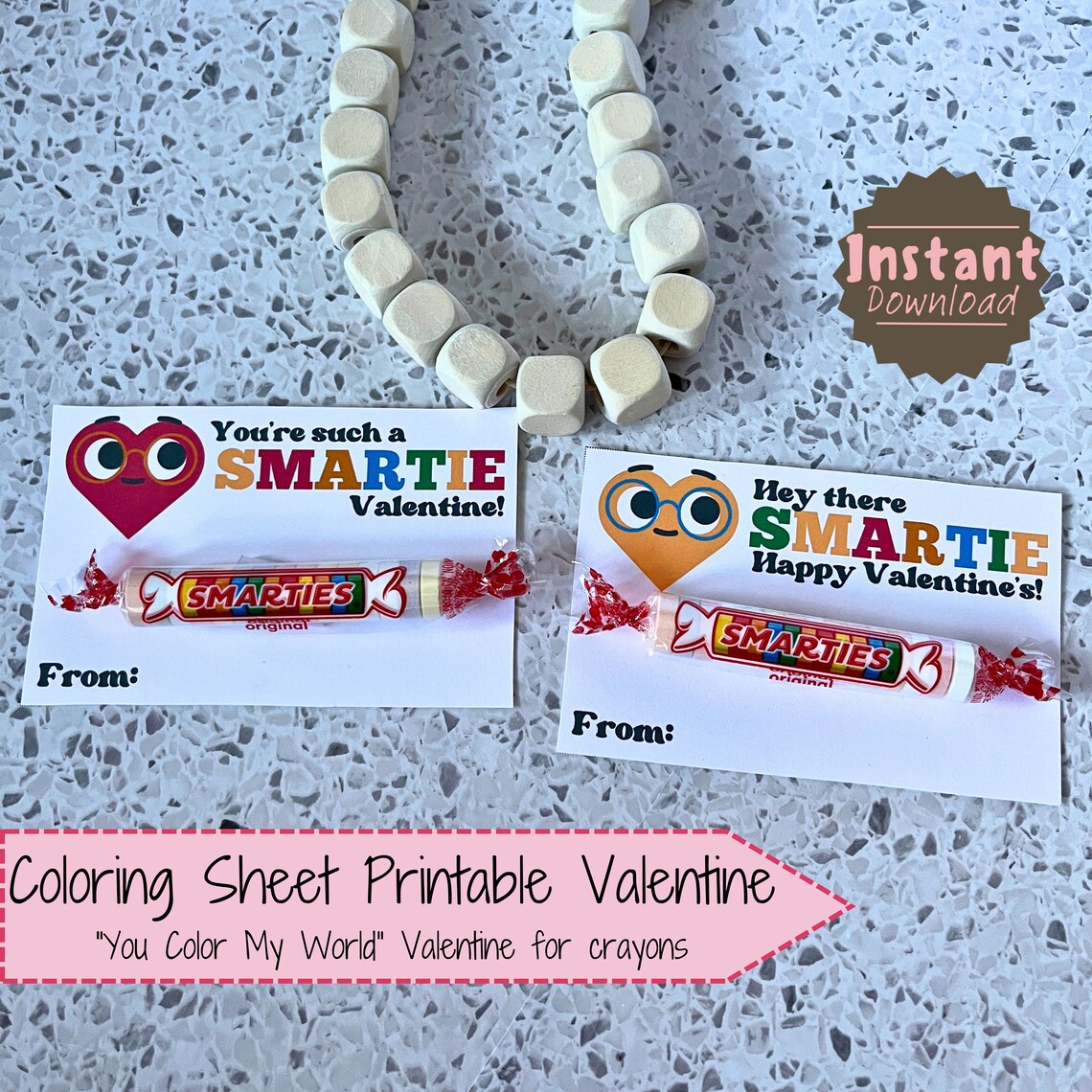 Smarties Non-editable Printable Valentines; Non-edible Valentine ...