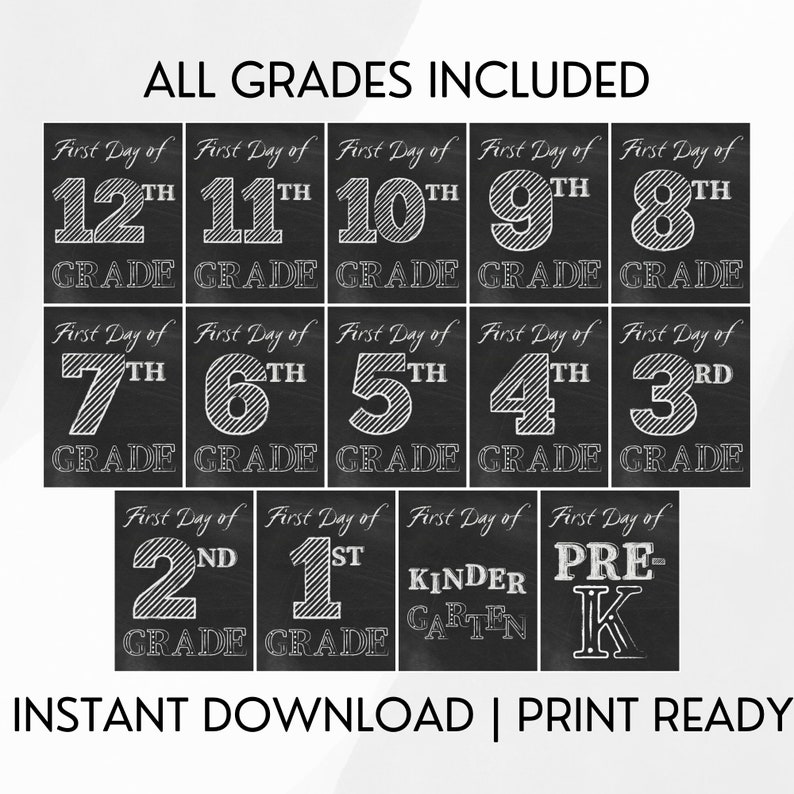 First & Last Day of School Printable Signs - Non-editable - Instant ...