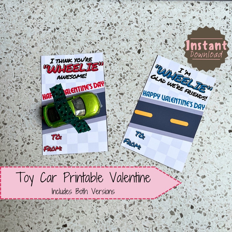 Toy Car Non-editable Printable Valentines; Non-edible Valentine - Etsy