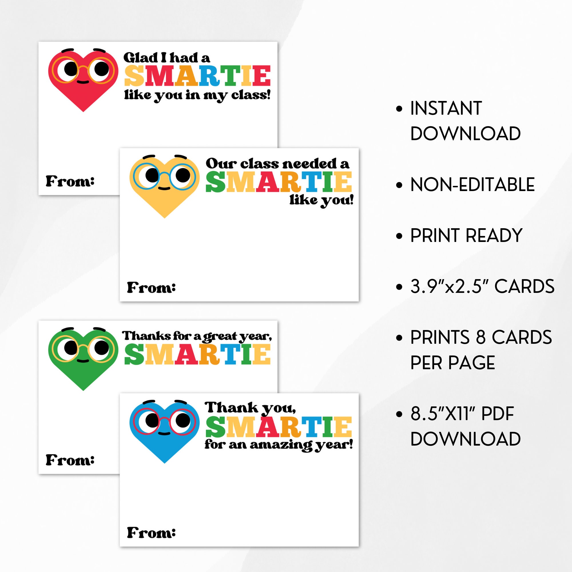 Non-editable Smarties Last Day of School Gift Tag - Class Treat - Etsy