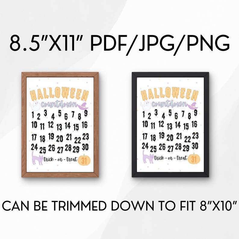 Printable Cute Halloween Countdown Calendar - Non-editable - Instant ...