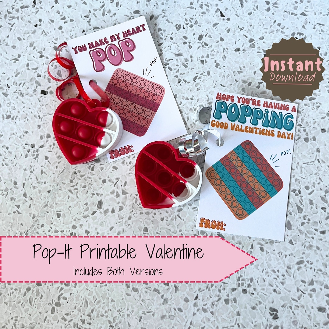 Pop-it Non-editable Printable Valentines; Non-edible Valentine; You ...