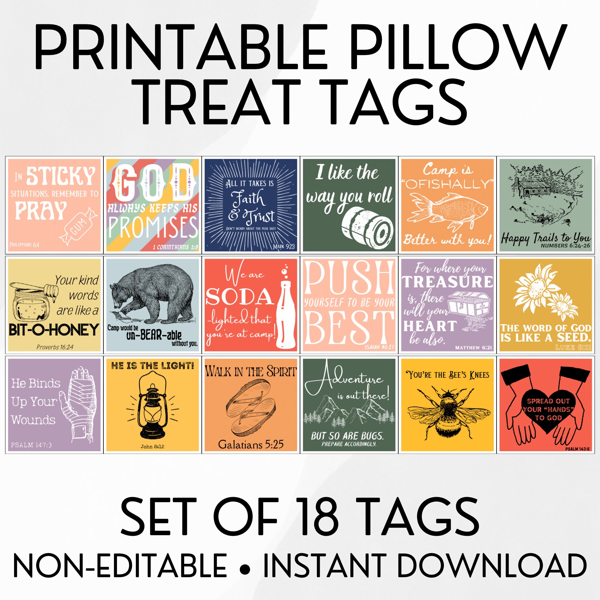 MEGA GROUP Camp Pillow Gift Tags Set of 18 - Etsy