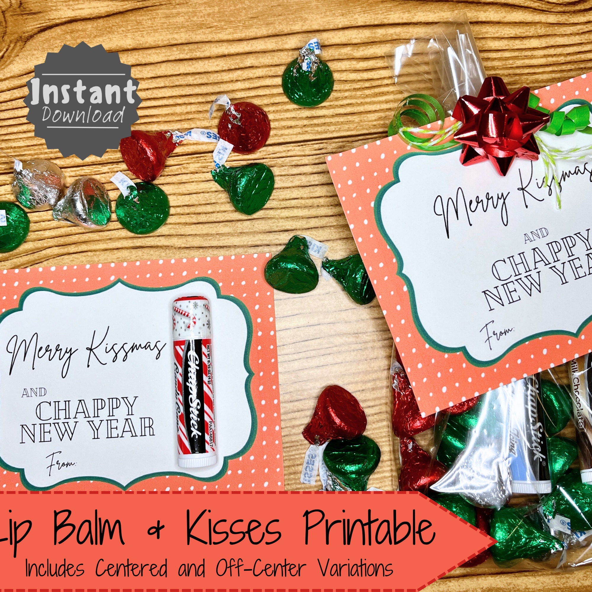 Non-editable Christmas Chapstick Tag, Merry Kissmas and a Chappy New ...