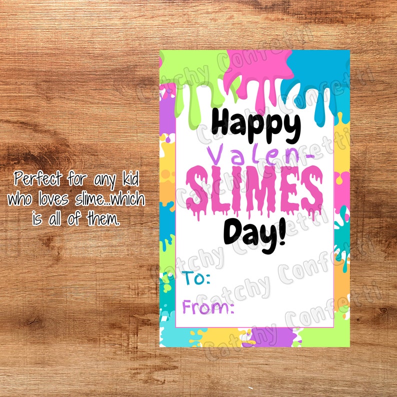 Slime Non-editable Printable Valentines; Non-edible Valentine; Happy ...