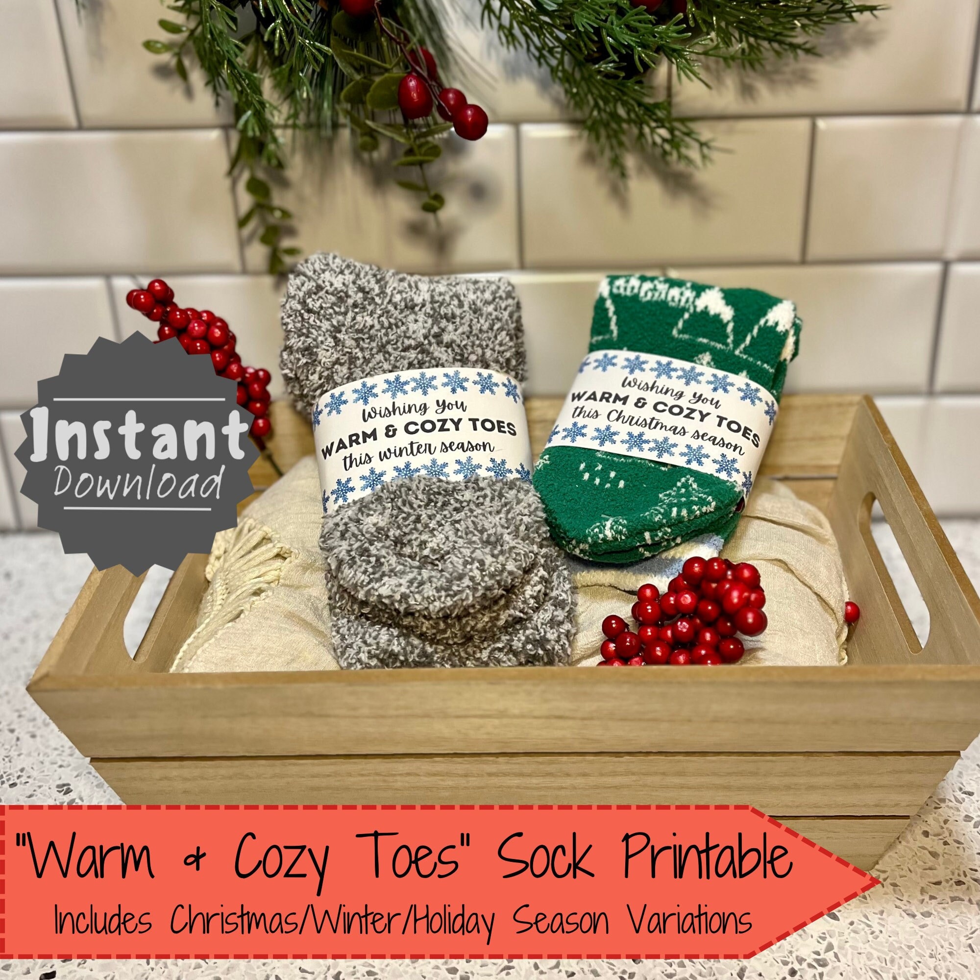 Non-editable Sock Gift Printable Tag, Christmas, Holiday, Winter ...