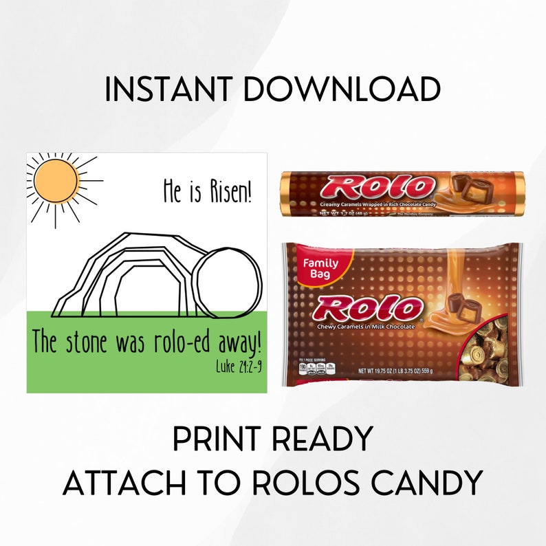 The Stone Was Rolo-ed Away; Rolos Christian Non-editable Printable Gift ...