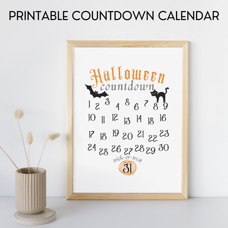 Printable Creepy Halloween Countdown Calendar - Non-editable - Instant ...