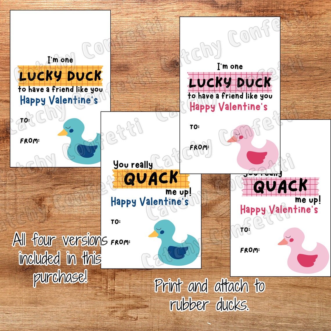 Duck Non-editable Printable Valentines; Non-edible Valentine; You Quack ...