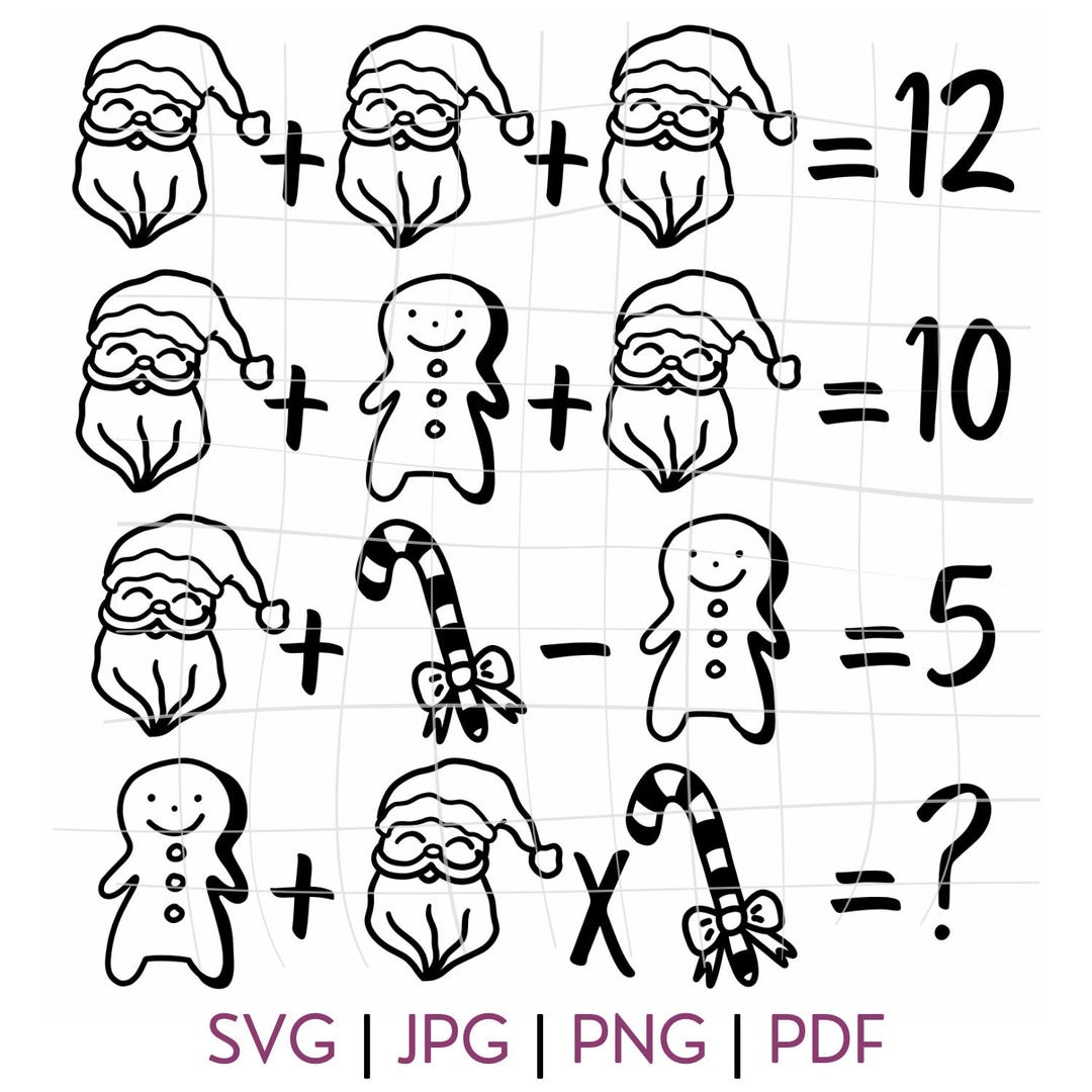 Christmas Math Algebra Cut File - SVG Cut File / Jpeg / PNG / PDF ...