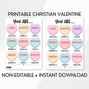 Non-editable Christian Printable Valentine; God Says You Are; Sunday ...