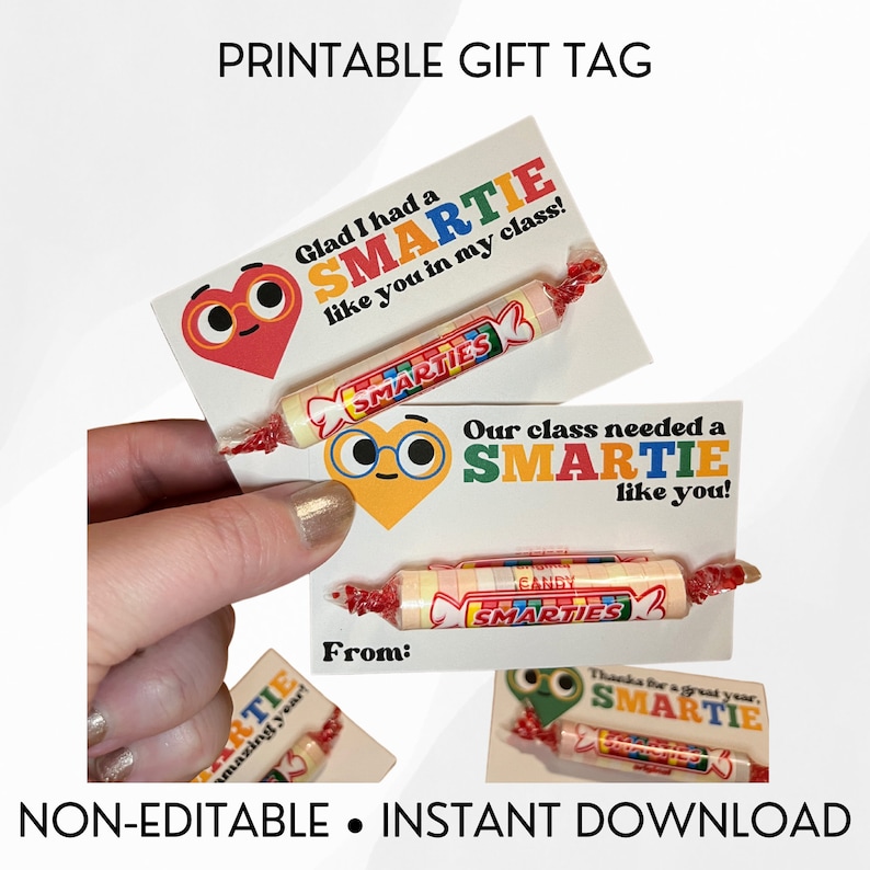 Non-editable Smarties Last Day of School Gift Tag - Class Treat - Etsy