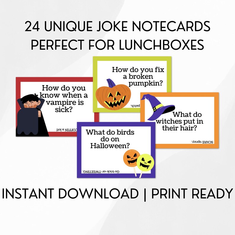 Printable Halloween Joke Lunchbox Notecards - Non-editable - Instant ...