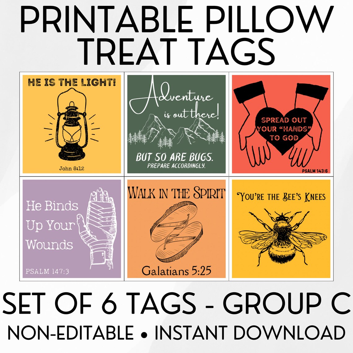 Camp Pillow Gift Tags - Group C - Set of 6 - Etsy