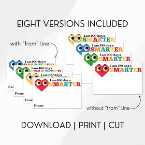 100 Days Smarter Rectangle School Gift Tag - Class Treat - Printable ...