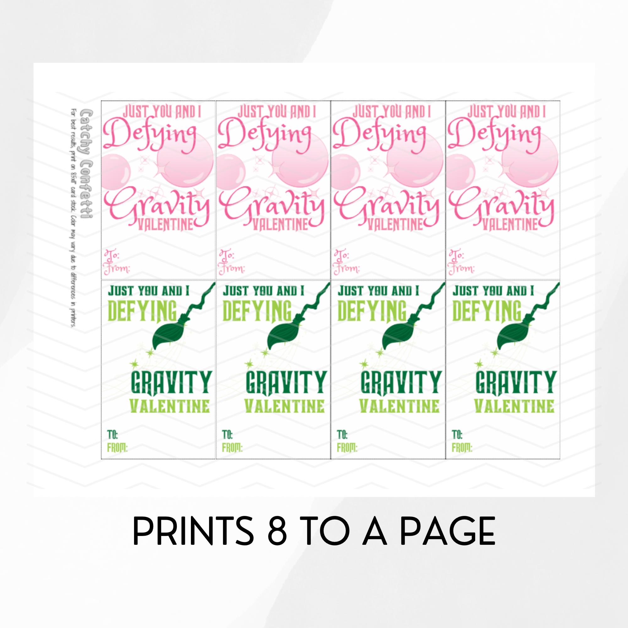 Non-editable Bubbles Defying Gravity Printable Valentines; Wicked ...