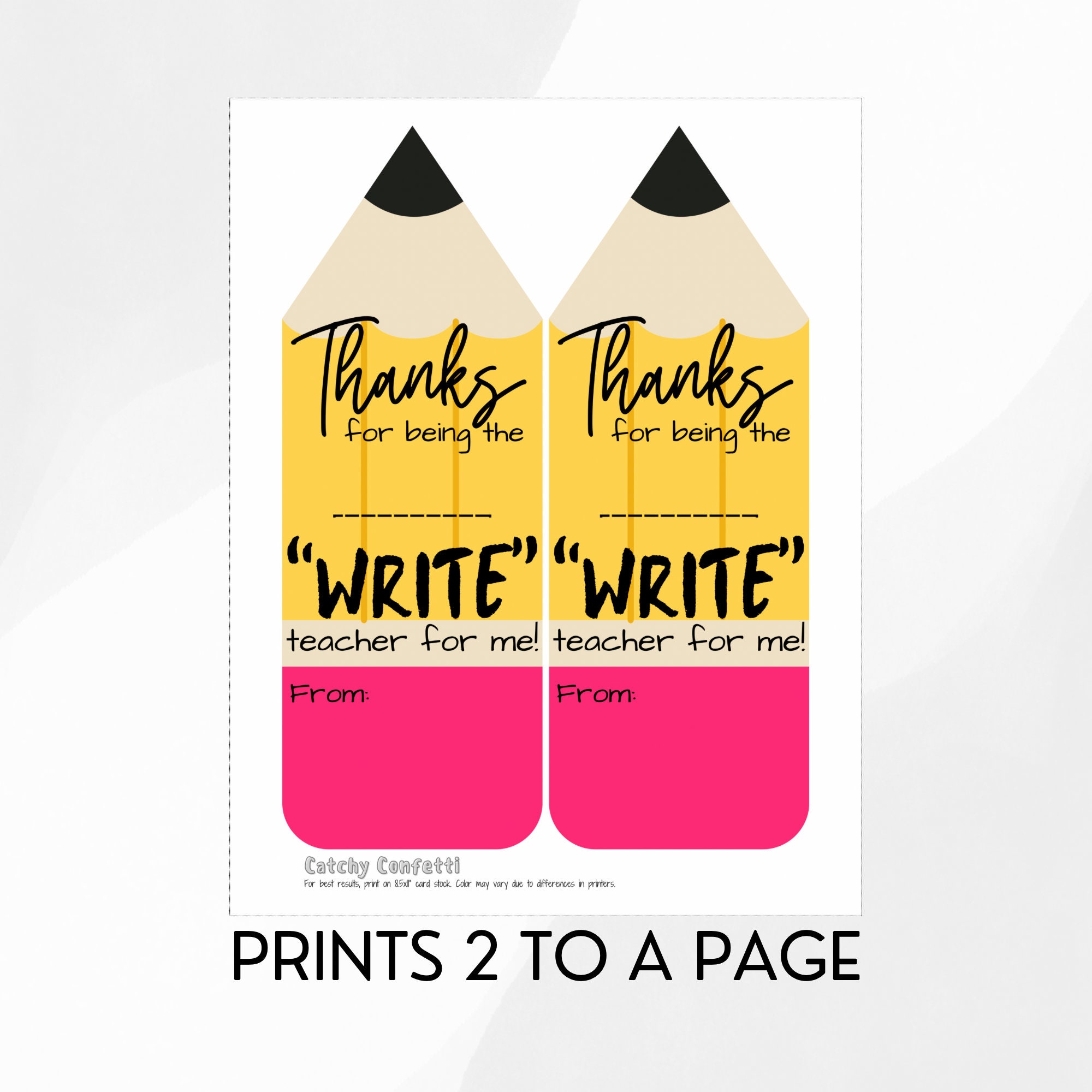 Thanks for Being the WRITE Teacher, Gift Card Tag, Teacherappreciation ...